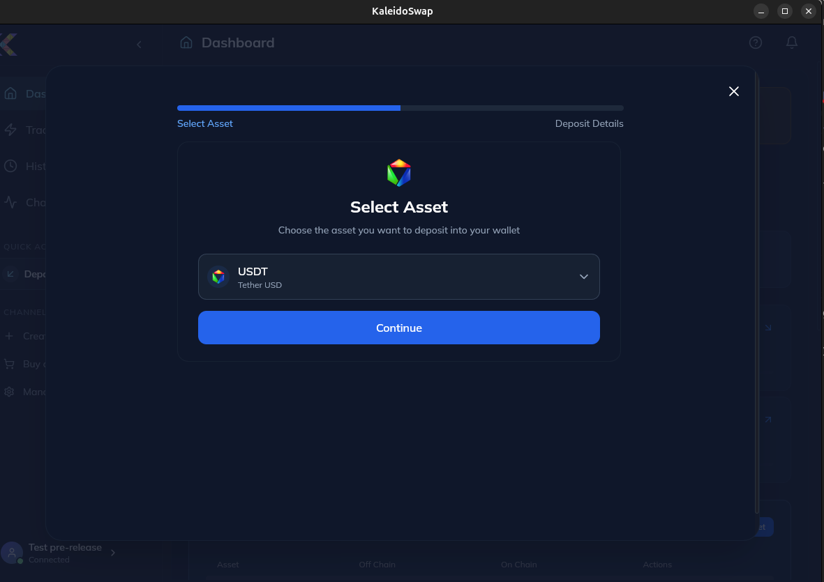 Deposit To Your Wallet | KaleidoSwap Docs